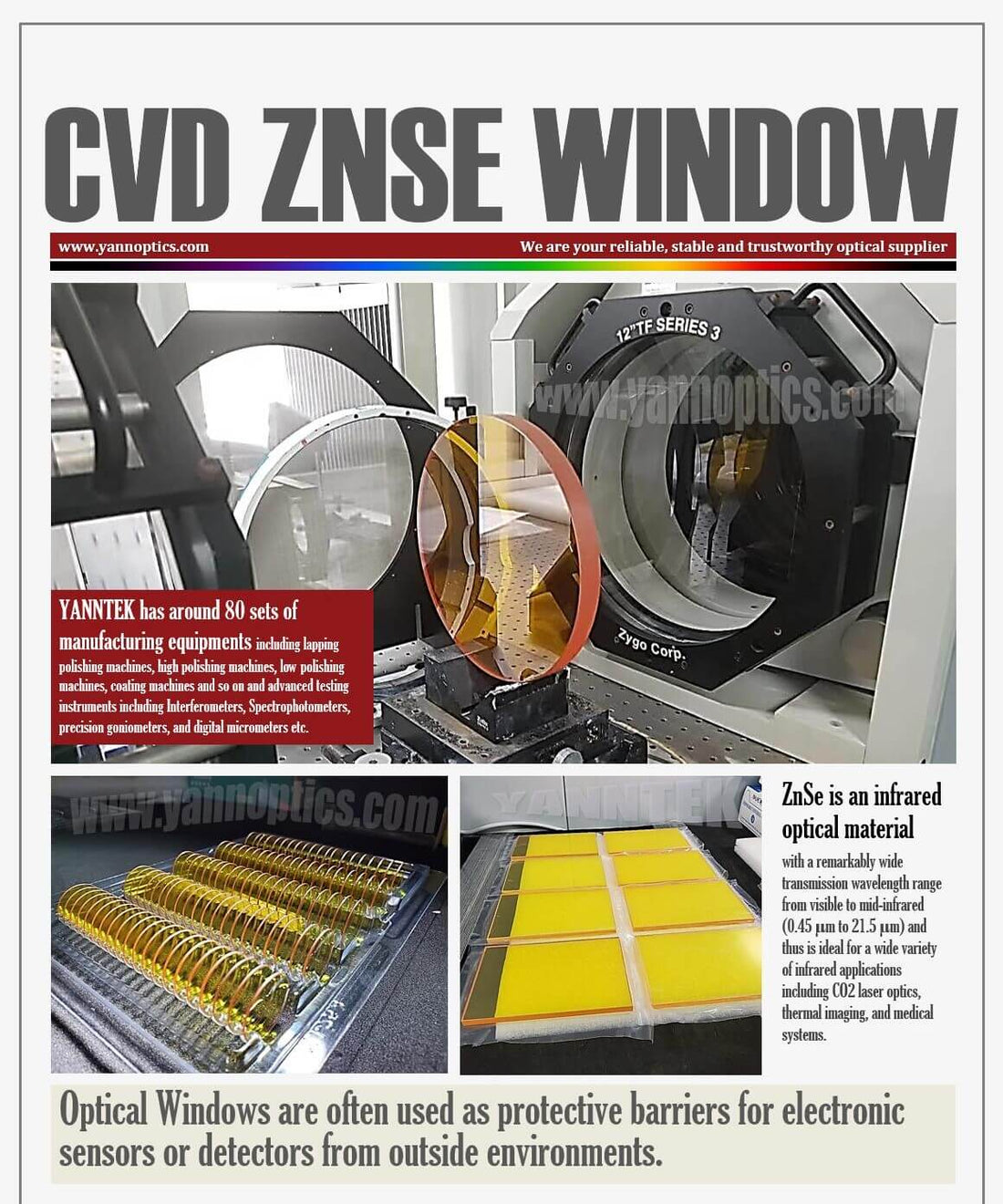 CVD ZnSe Window丨USA Zinc Selenide Optical Windows – YANNTEK OPTICS